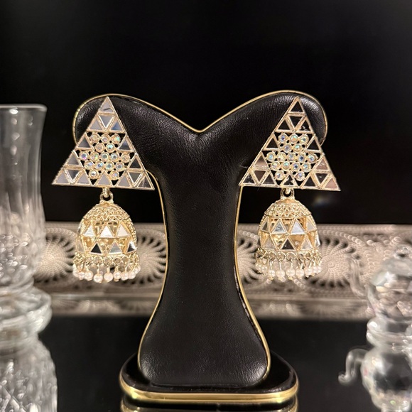 Salwar Kameez | Jewelry | Indian Pakistani Triangle Mirror Jhumka ...
